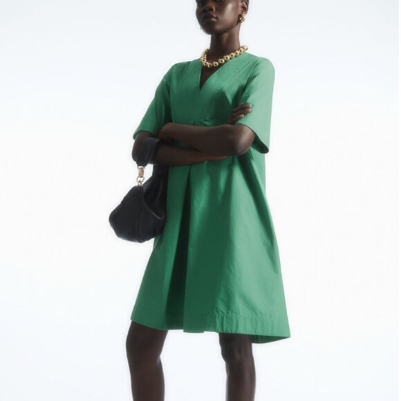 COS | Dresses | Cos Vneck Green Dress Sz 6 | Poshmark